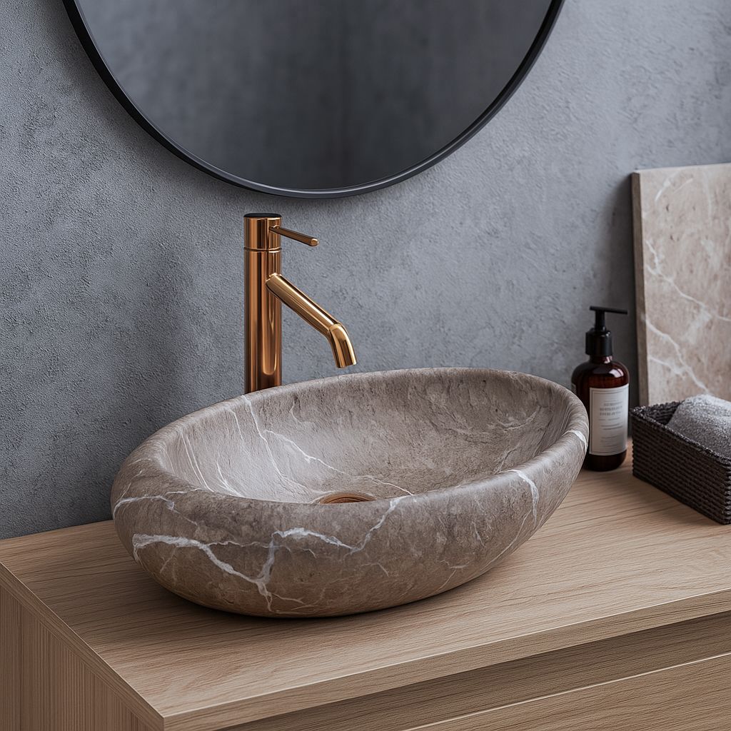 Lavabo sobre encimera Rea Roxy B Stone NATURE - Rea
