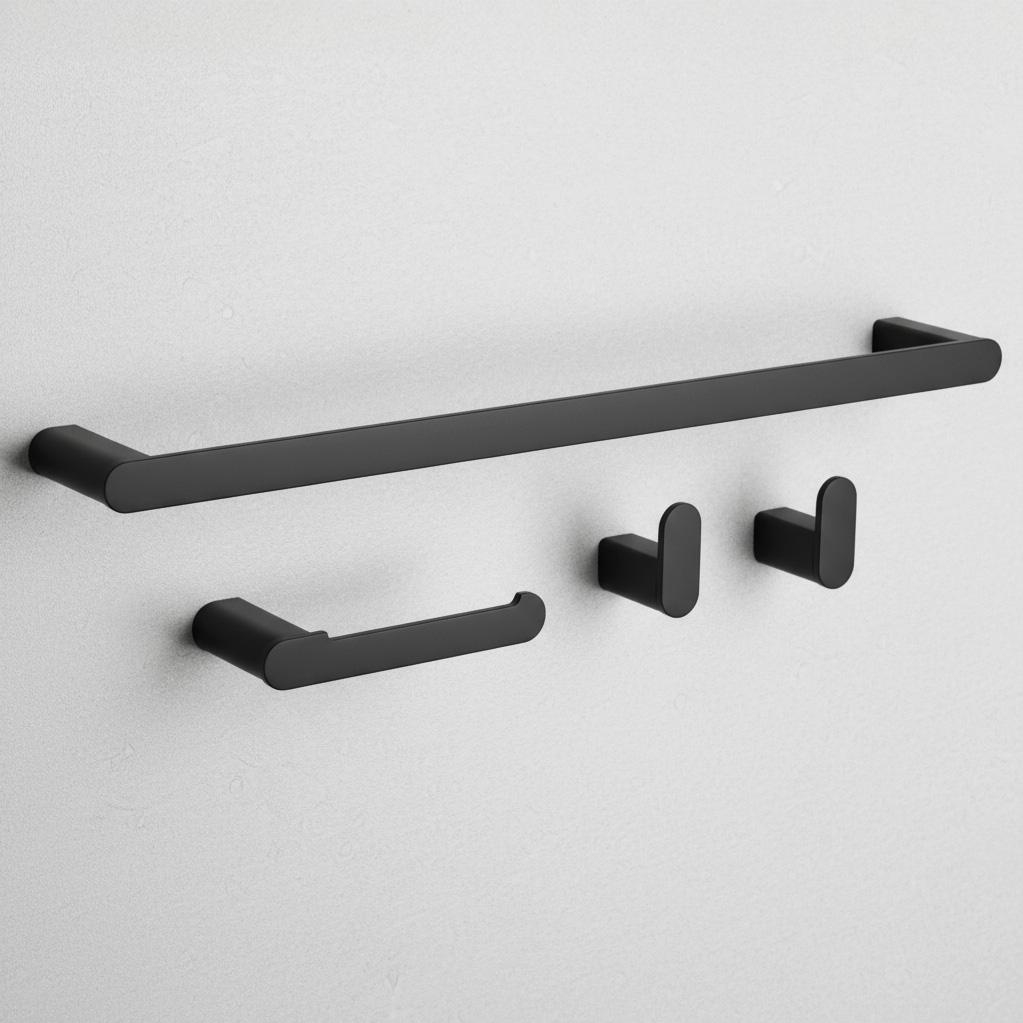 Bathroom Accessories Set Mati Black 4 Pieces - Rea