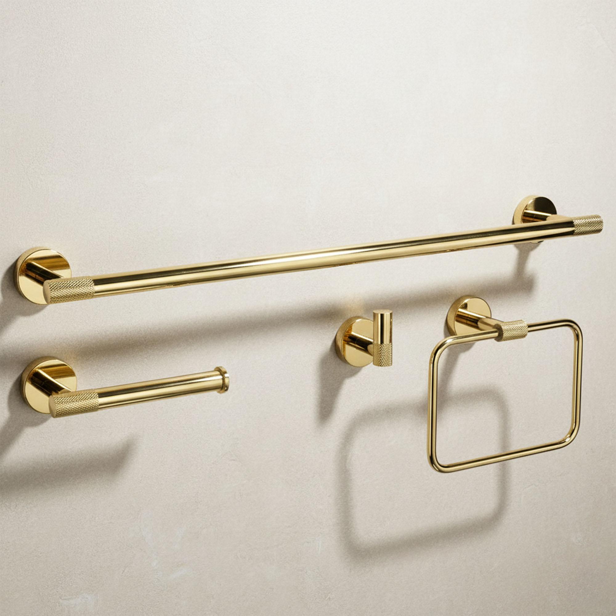 Bathroom Accessories Set GRID Gold 4 Pieces - Rea