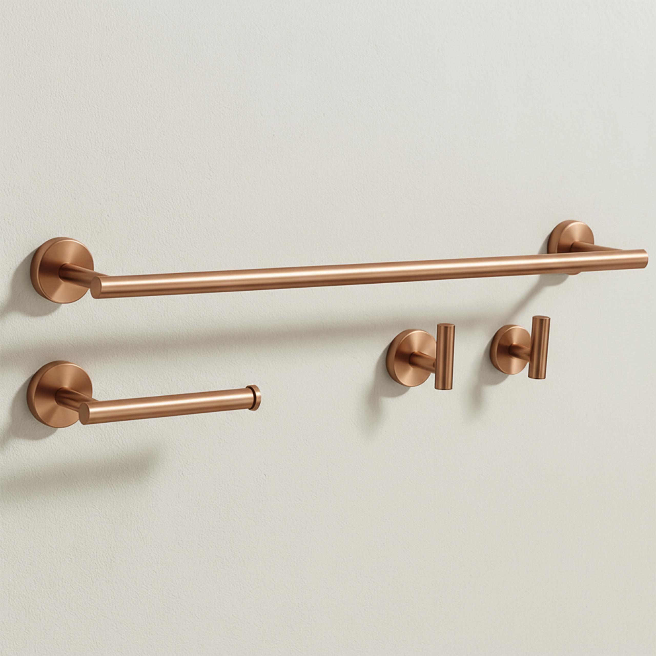Bathroom Accessories Set Ari Brush Copper 4 Pieces - Rea