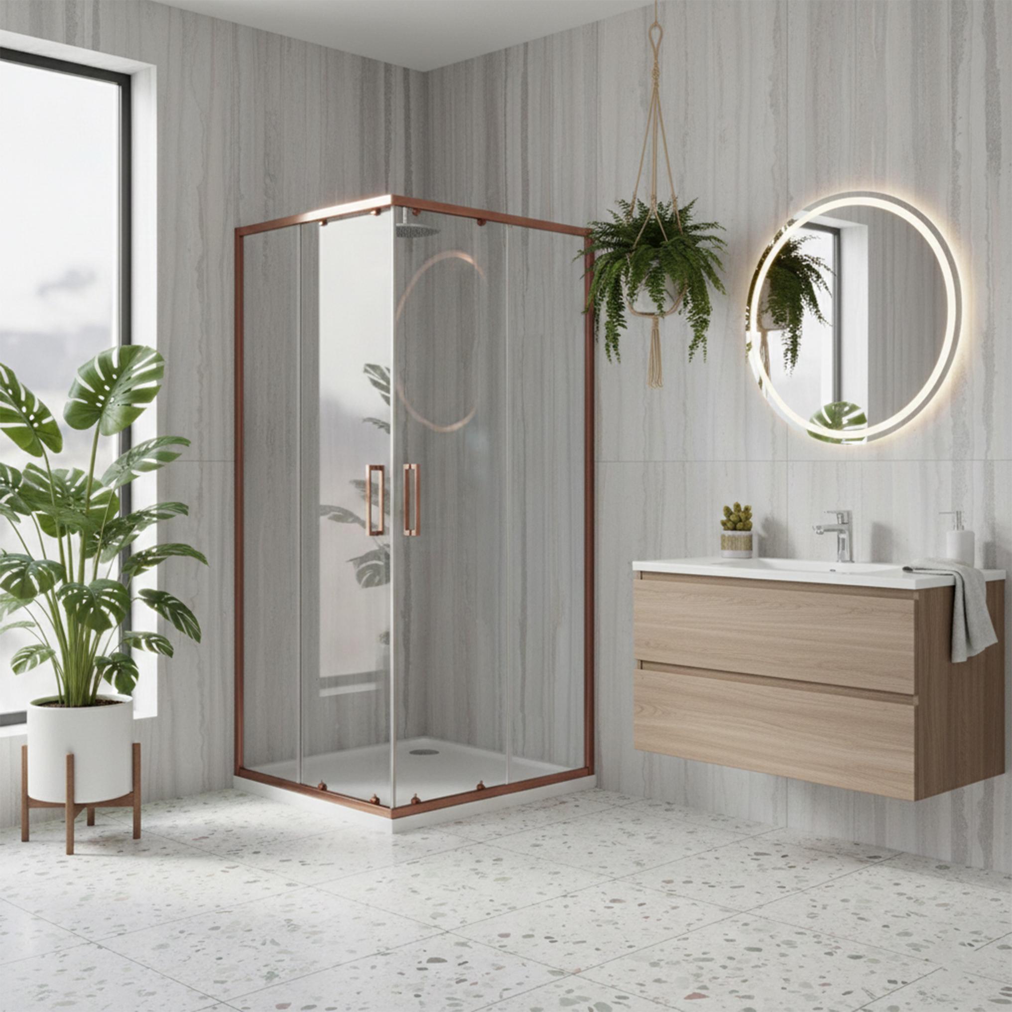 shower enclosure Rea City 80x80 Copper Brush - Rea