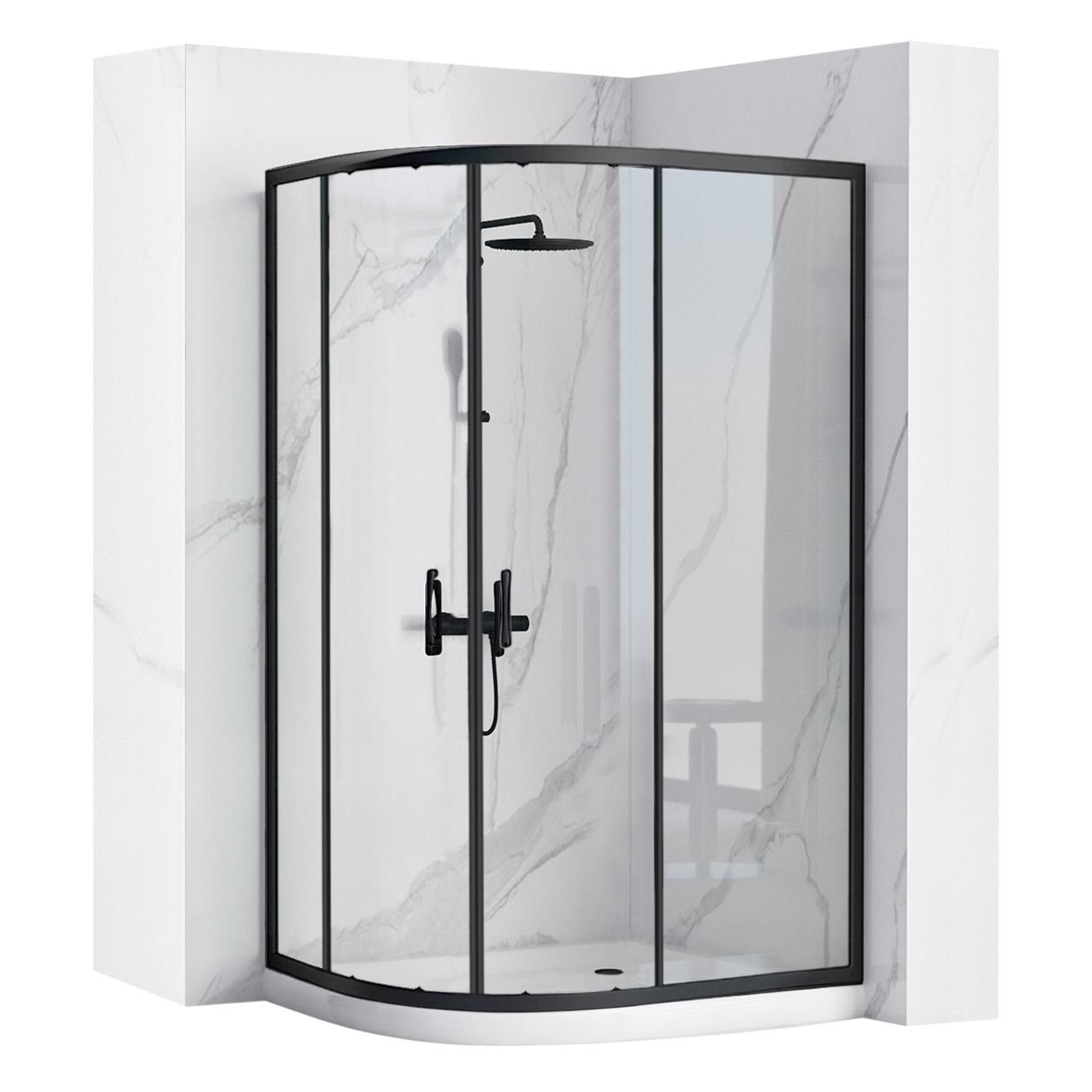 Shower enclosure REA Look Black 80x100 + Shower tray Look White - Rea