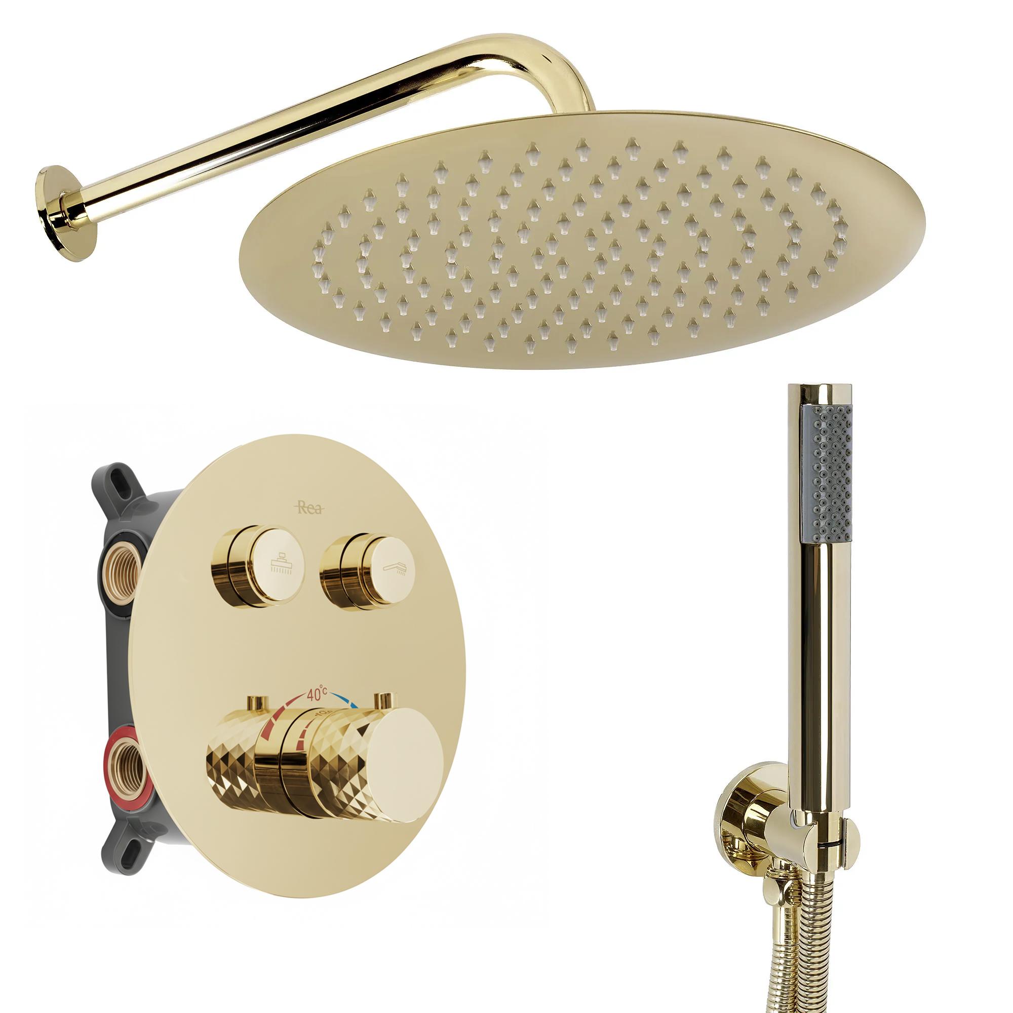 Kit de douche encastré Rea Lungo Diamond Gold+ BOX - Rea