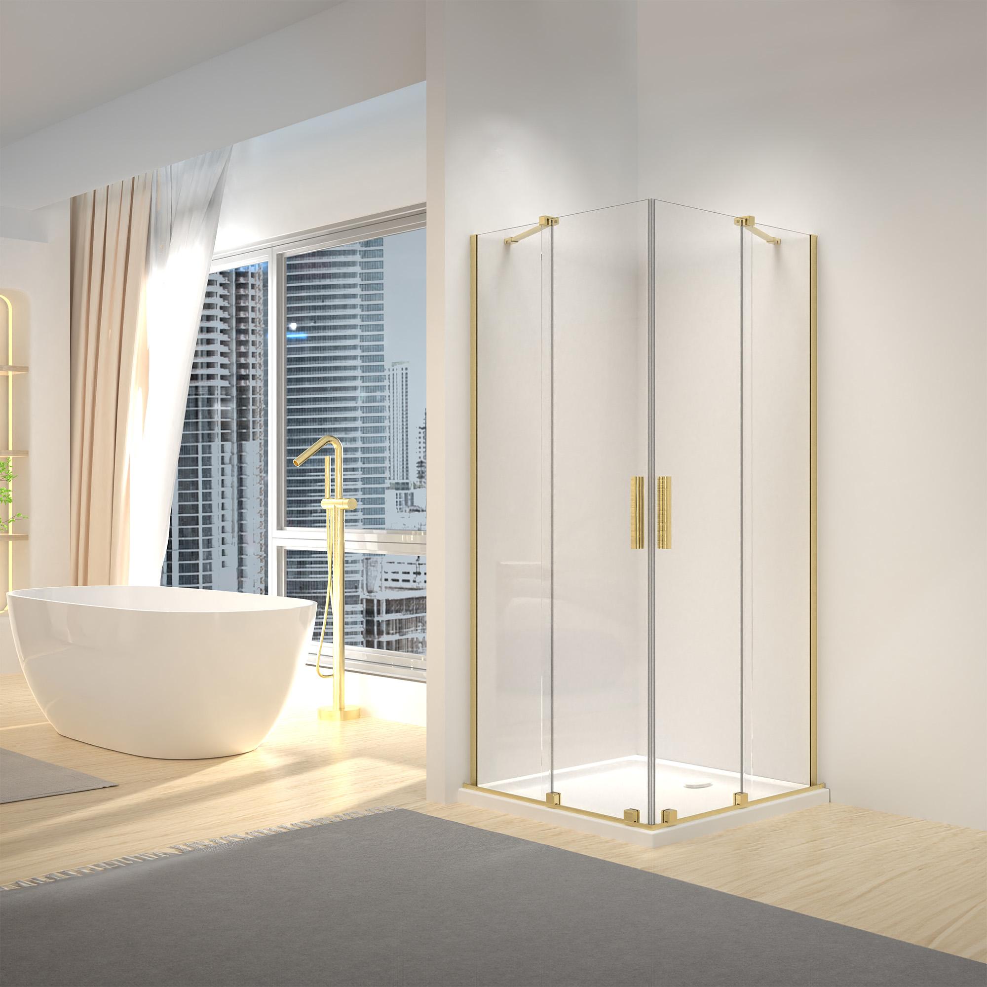 Cabina dus REA Montana Double Gold Brush 90x90 - Rea