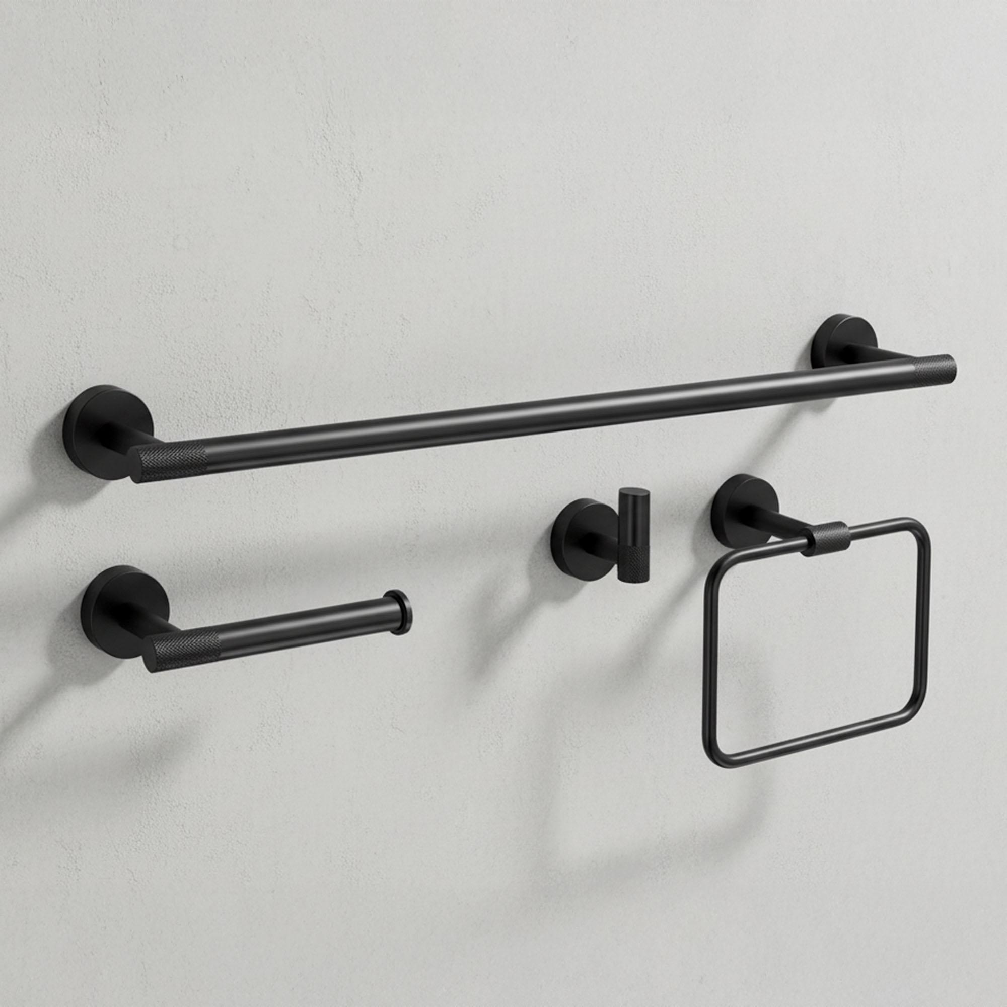 Bathroom Accessories Set GRID Black 4 Pieces - Rea