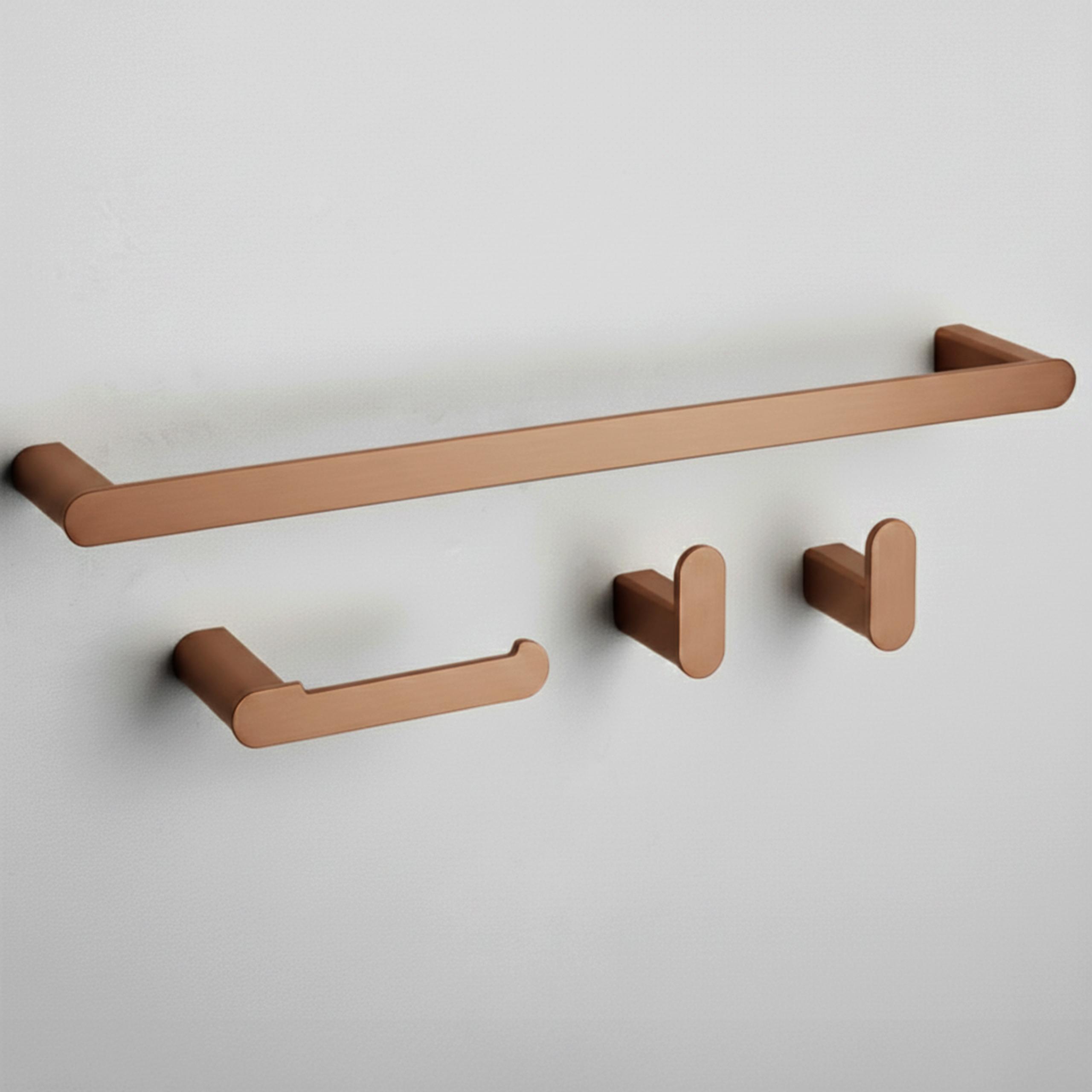 Bathroom Accessories Set Mati Brush Copper 4 Pieces - Rea